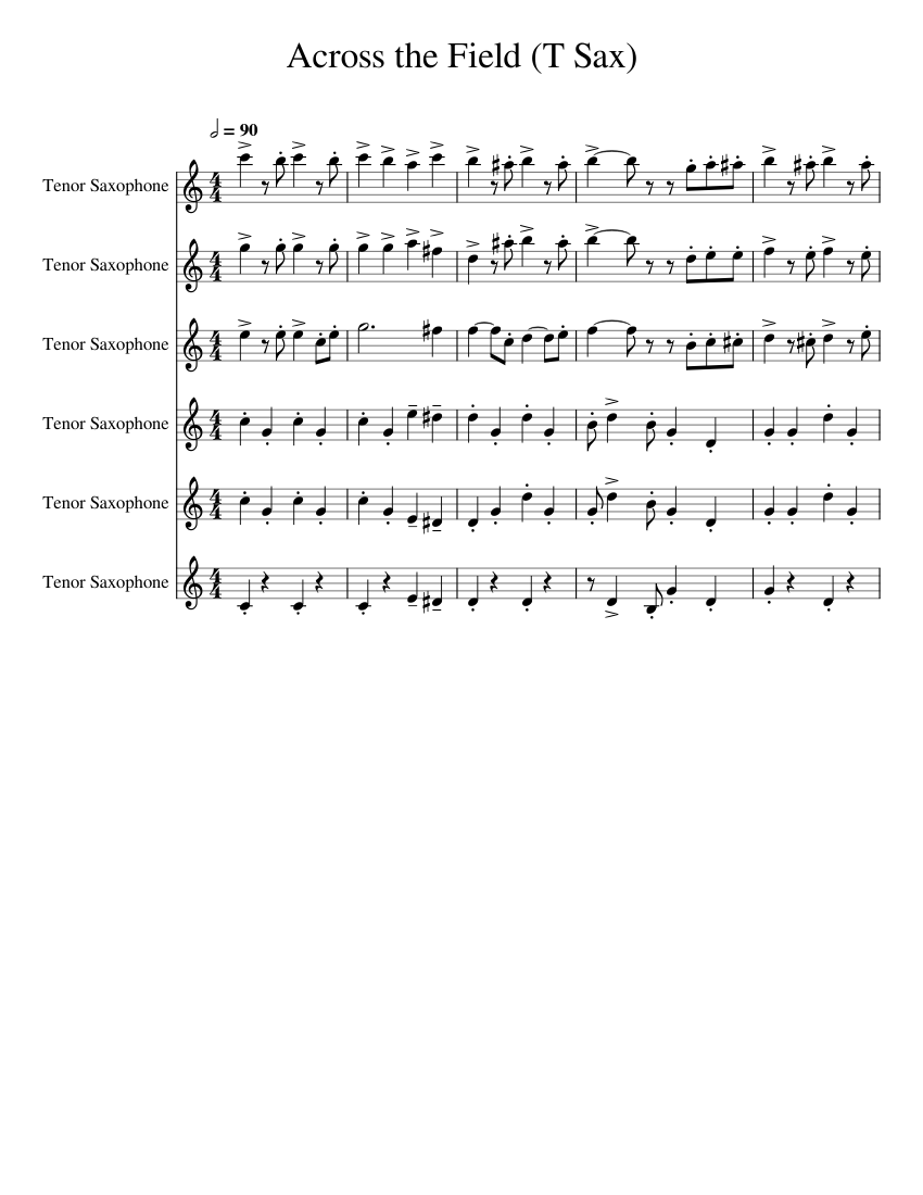 Across_the_Field_(T_Sax) Sheet music for Saxophone tenor (Woodwind ...
