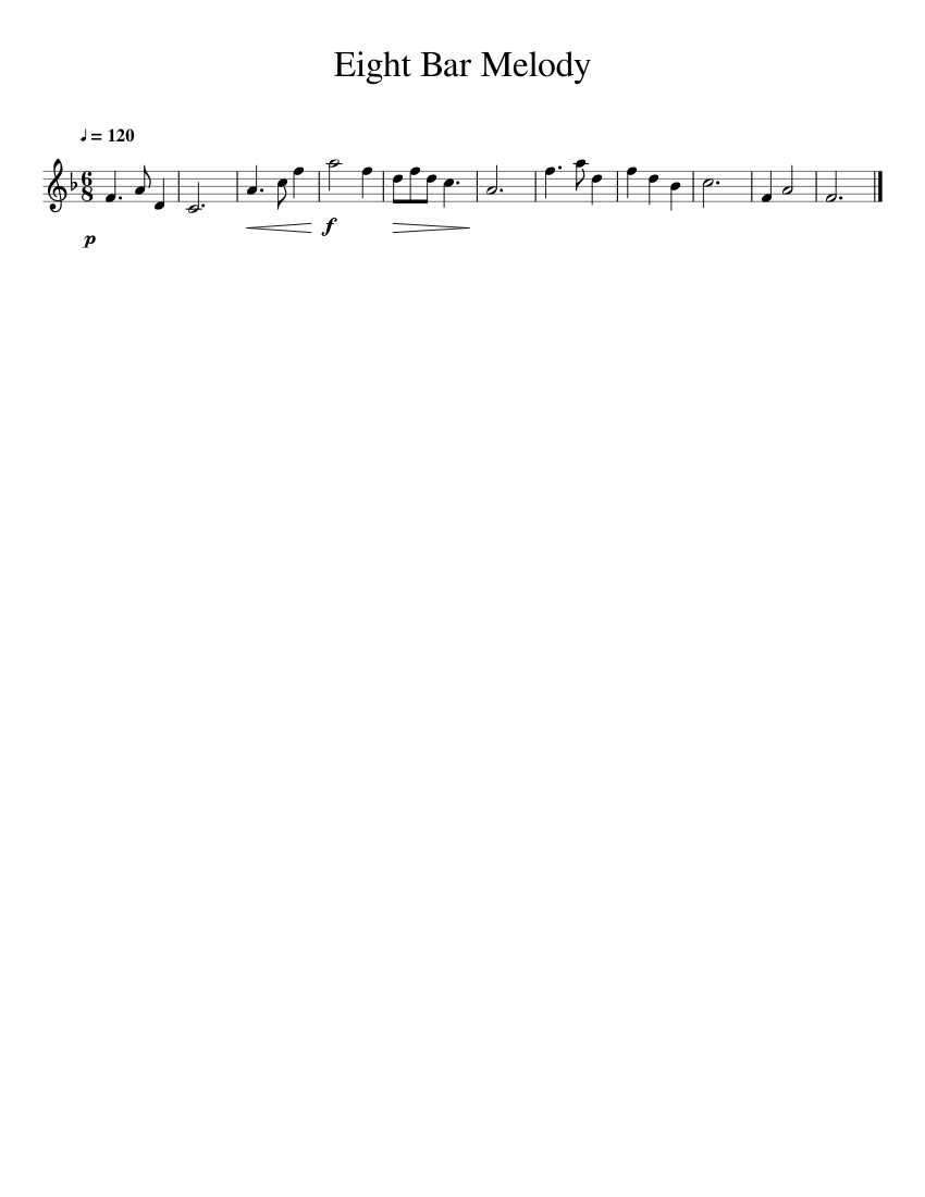 Eight Bar Melody Sheet Music for Flute (Solo) | MuseScore.com