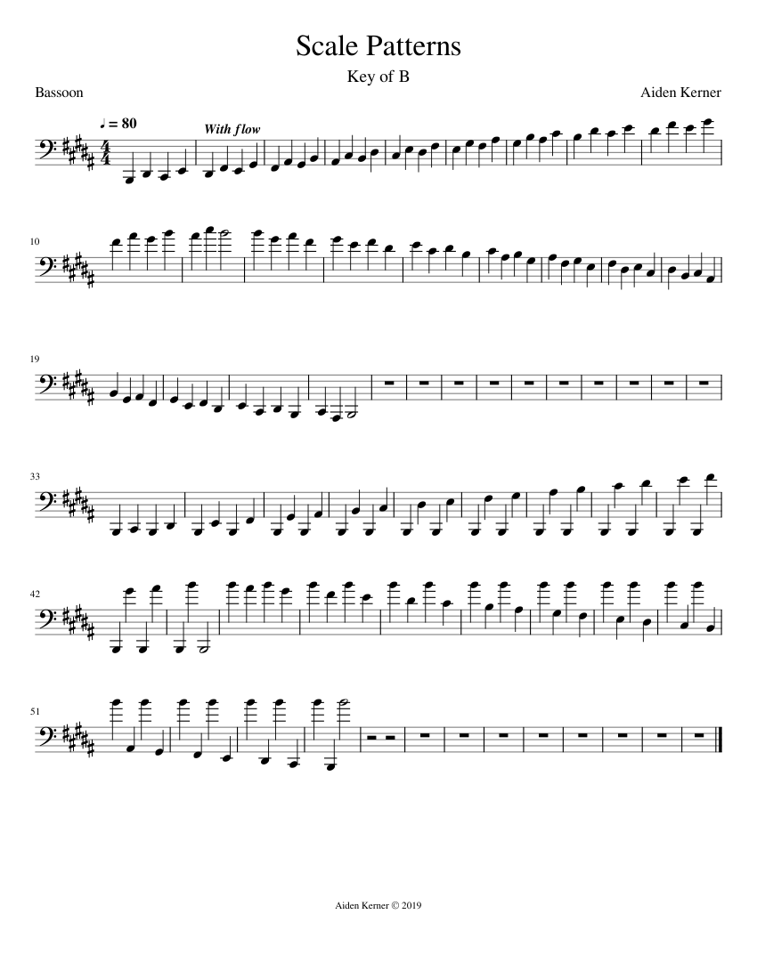 Scale Patterns (B) Sheet music for Bassoon (Solo) | Musescore.com