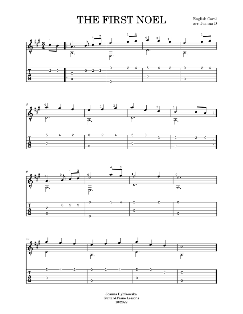 The first noel – Misc Christmas The First Noel - Easy Guitar (Tabs ...