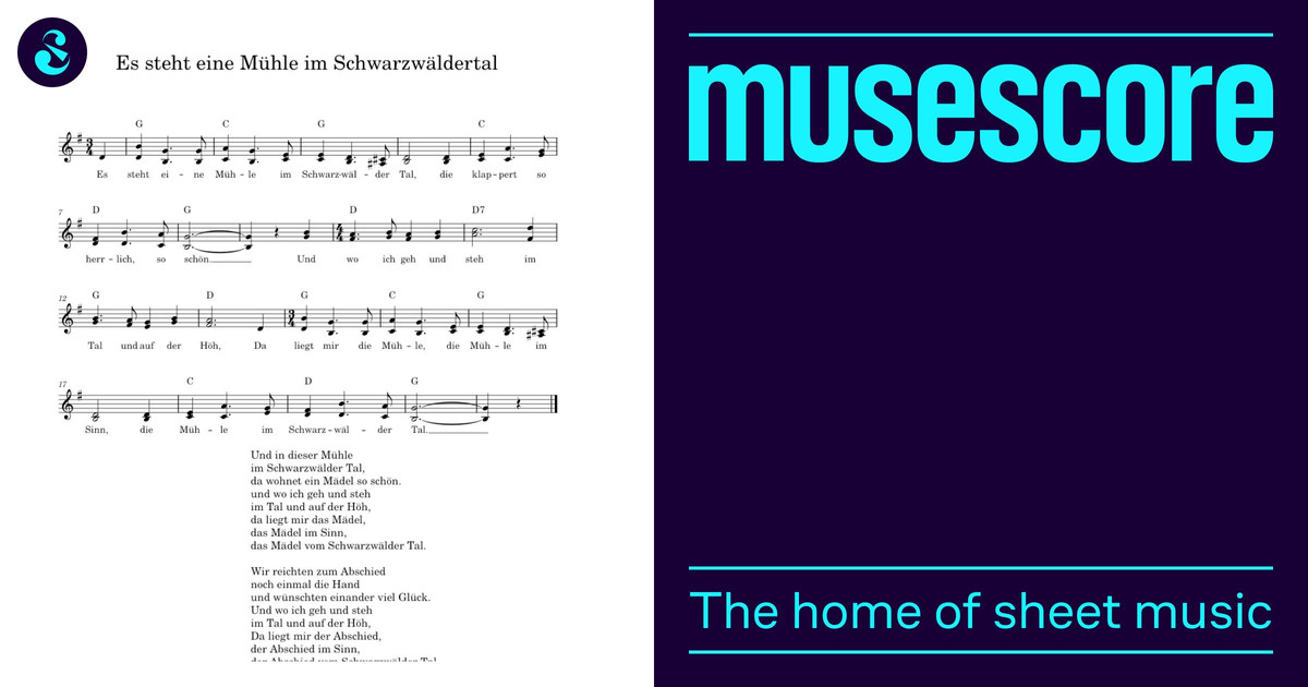 Es steht eine Mühle im Schwarzwäldertal Sheet music for Synthesizer ...