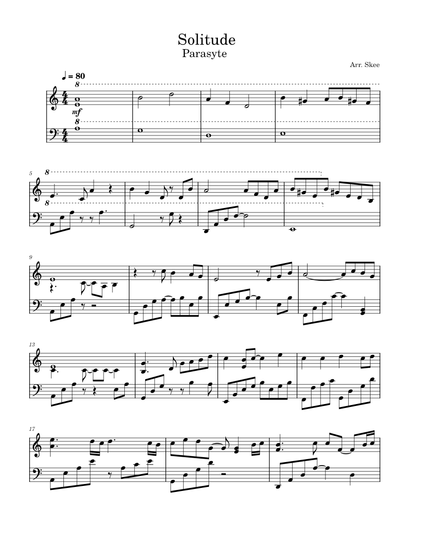 Solitude Sheet music for Piano (Solo) | Musescore.com