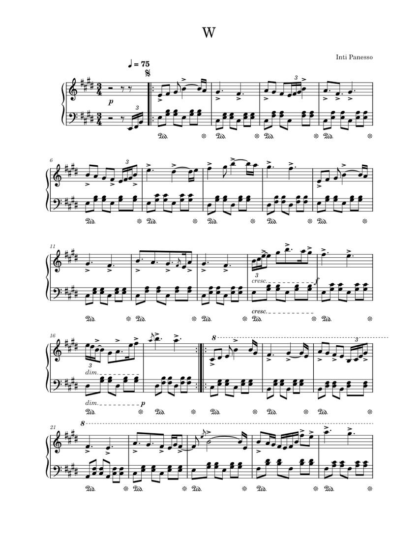 W Sheet music for Piano (Solo) | Musescore.com