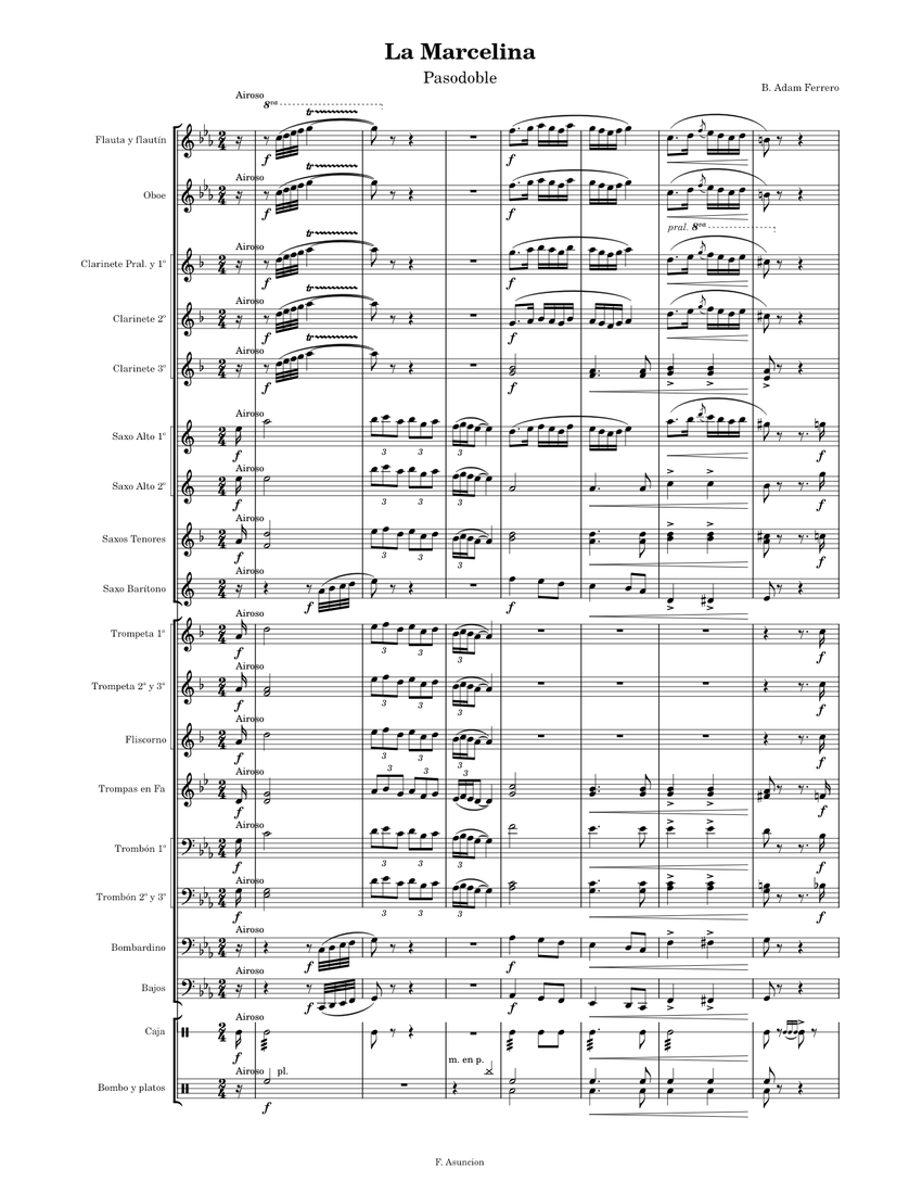 La Marcelina--Pasodoble Sheet music for Trombone, Euphonium, Tuba ...