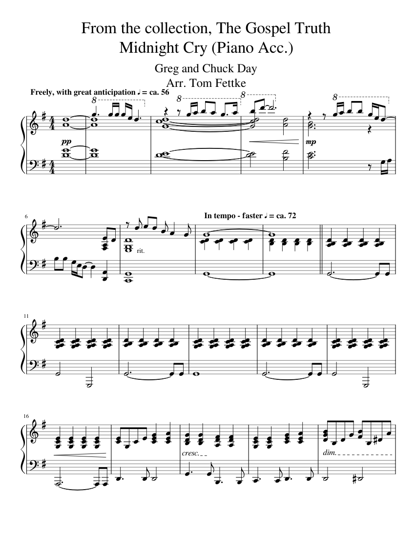 Midnight Cry (Piano Acc.) Sheet Music for Piano (Solo) | MuseScore.com