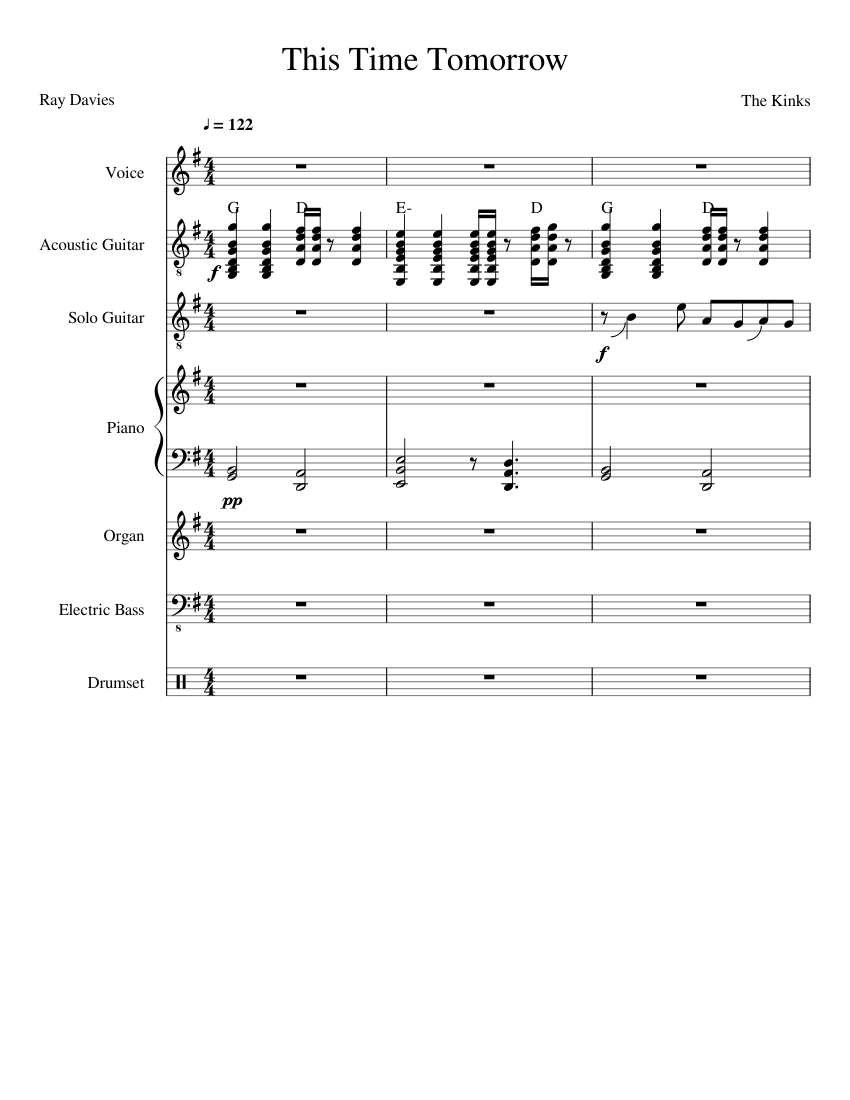 This Time Tomorrow Sheet music for Piano, Organ, Vocals, Guitar & more ...