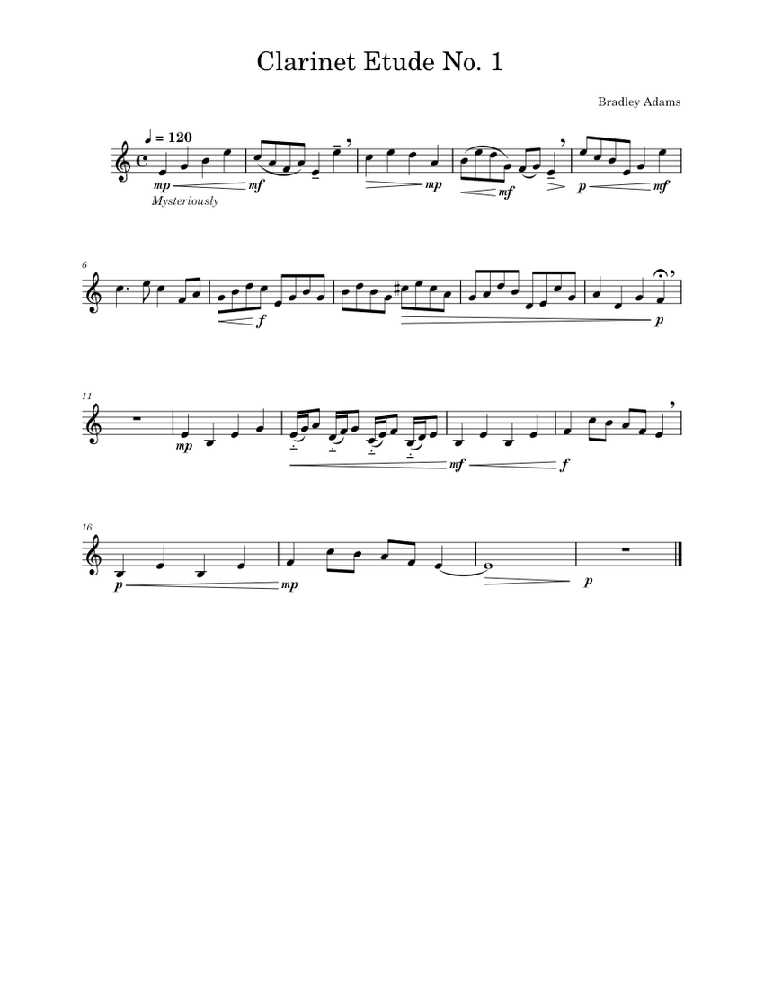Clarinet Etude No. 1 Sheet music for Clarinet other (Solo) | Musescore.com