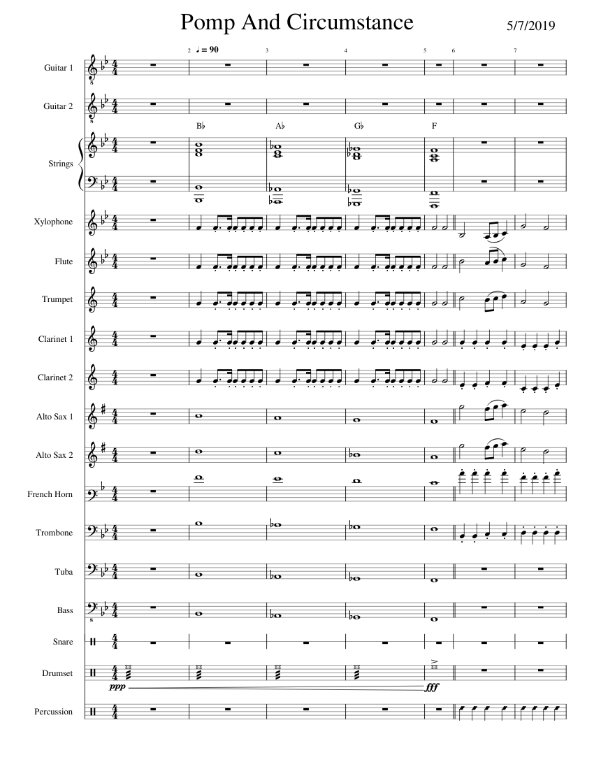 Pomp And Circumstance Sheet Music and Tab with Chords for Trombone ...