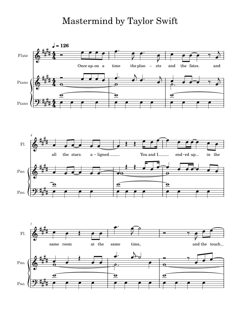 Mastermind – Taylor Swift mastermind correct Sheet Music for Piano ...