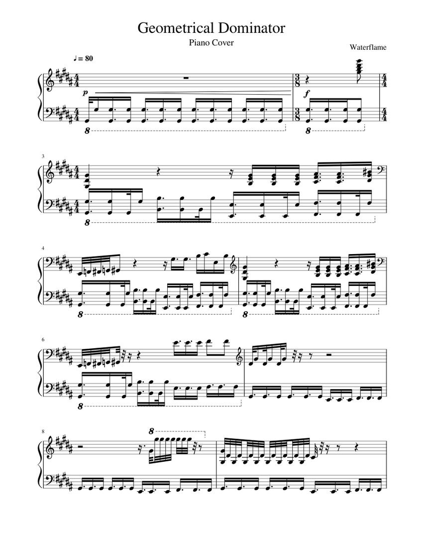 Geometrical Dominator (Geometry Dash OST) by Waterflame Sheet music for ...