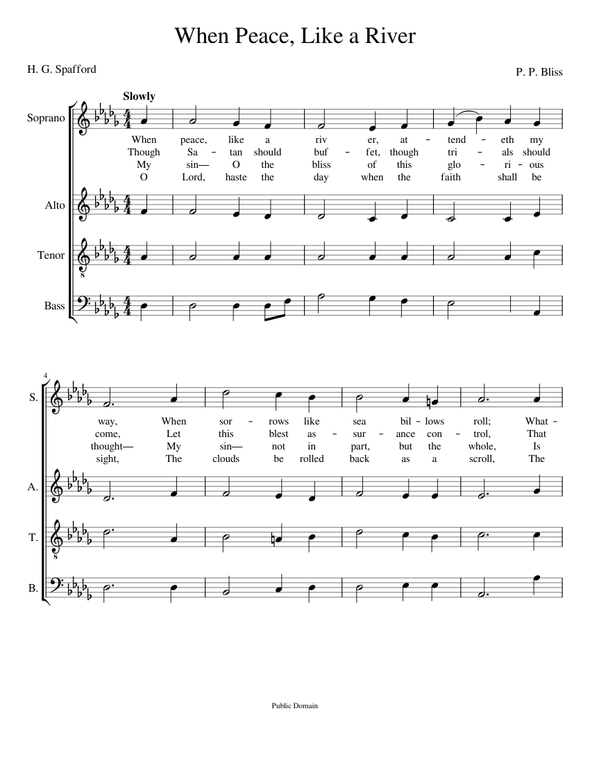 When Peace, Like a River (SATB) Sheet Music for Soprano, Alto, Tenor ...