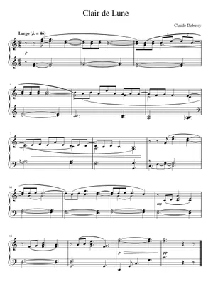 Clair de Lune (Medium Version) for Piano Solo by Claude Clair de Lune (Medium Version) for Piano Solo by Claude