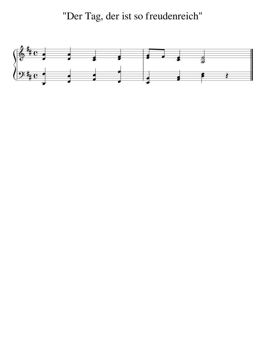 "Der Tag, der ist so freudenreich" Sheet music for Piano (Solo) Easy | Musescore.com
