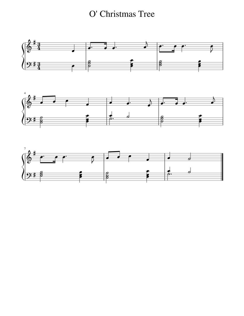 O Christmas Tree – Misc Traditional Sheet music for Piano (Solo) Easy ...