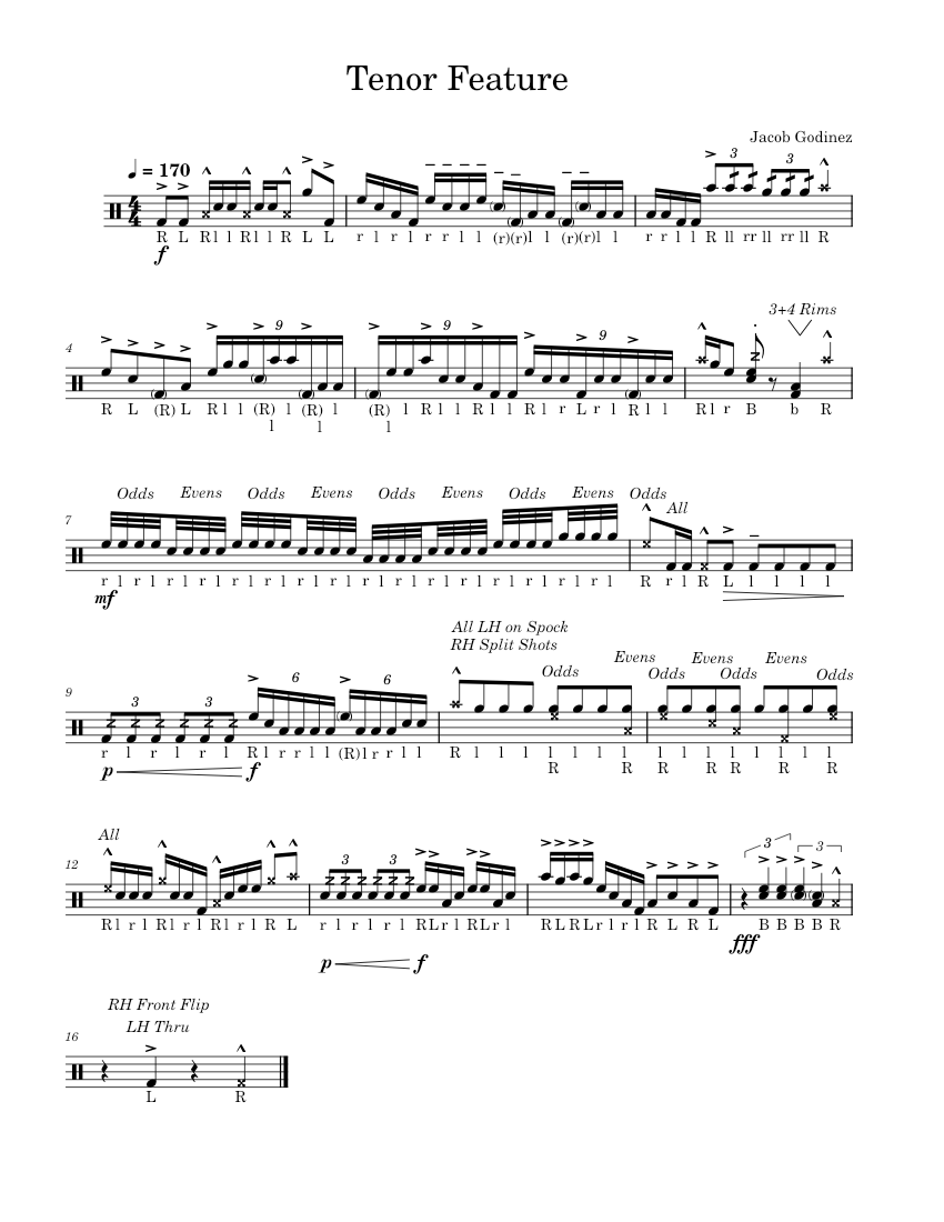 Tenor Feature Sheet music for Tenor drum (Solo) | Musescore.com