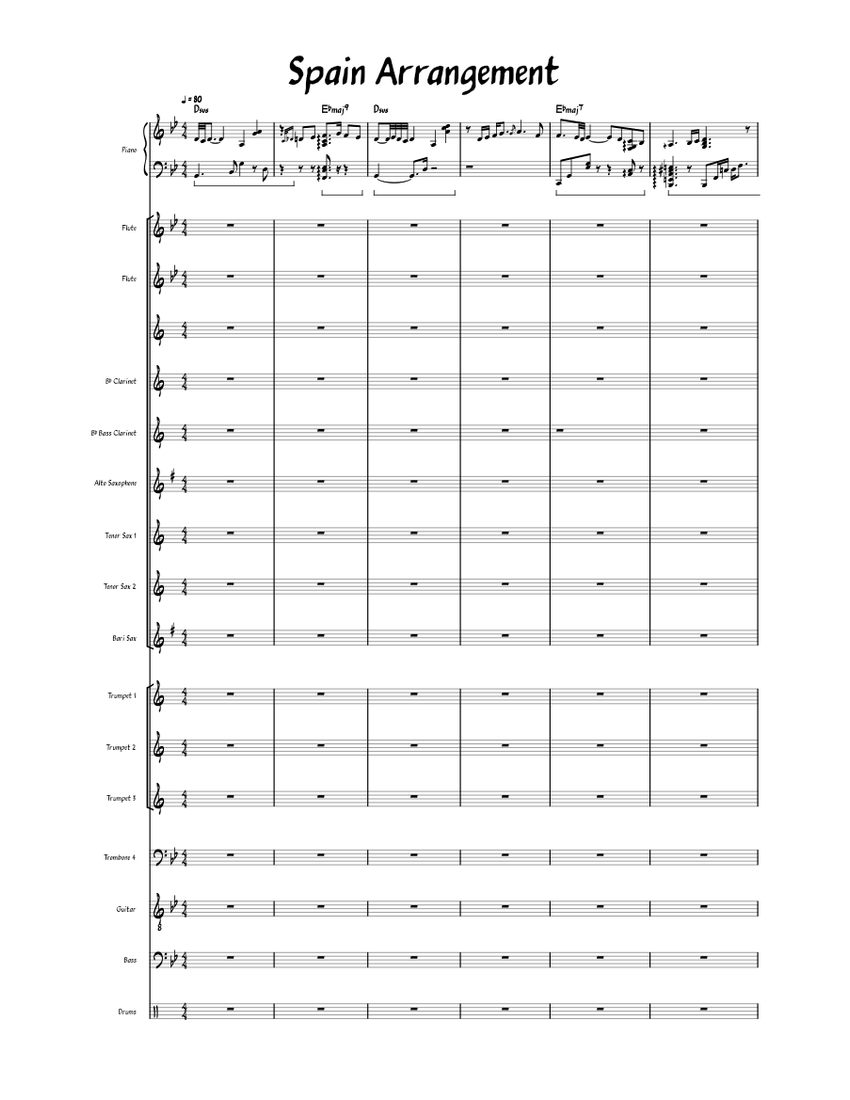 Spain – Chick Corea Spain Arrangement Sheet Music with Chords for Piano ...