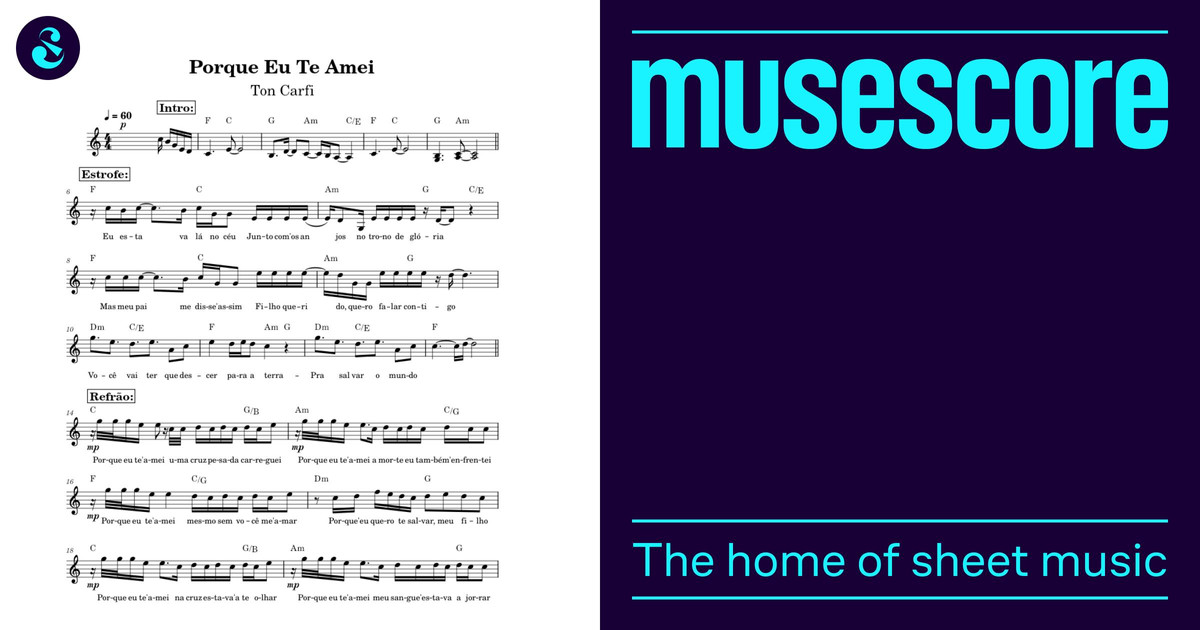 PORQUE EU TE AMEI - Ton Carfi Sheet Music with Chords for Piano (Solo ...