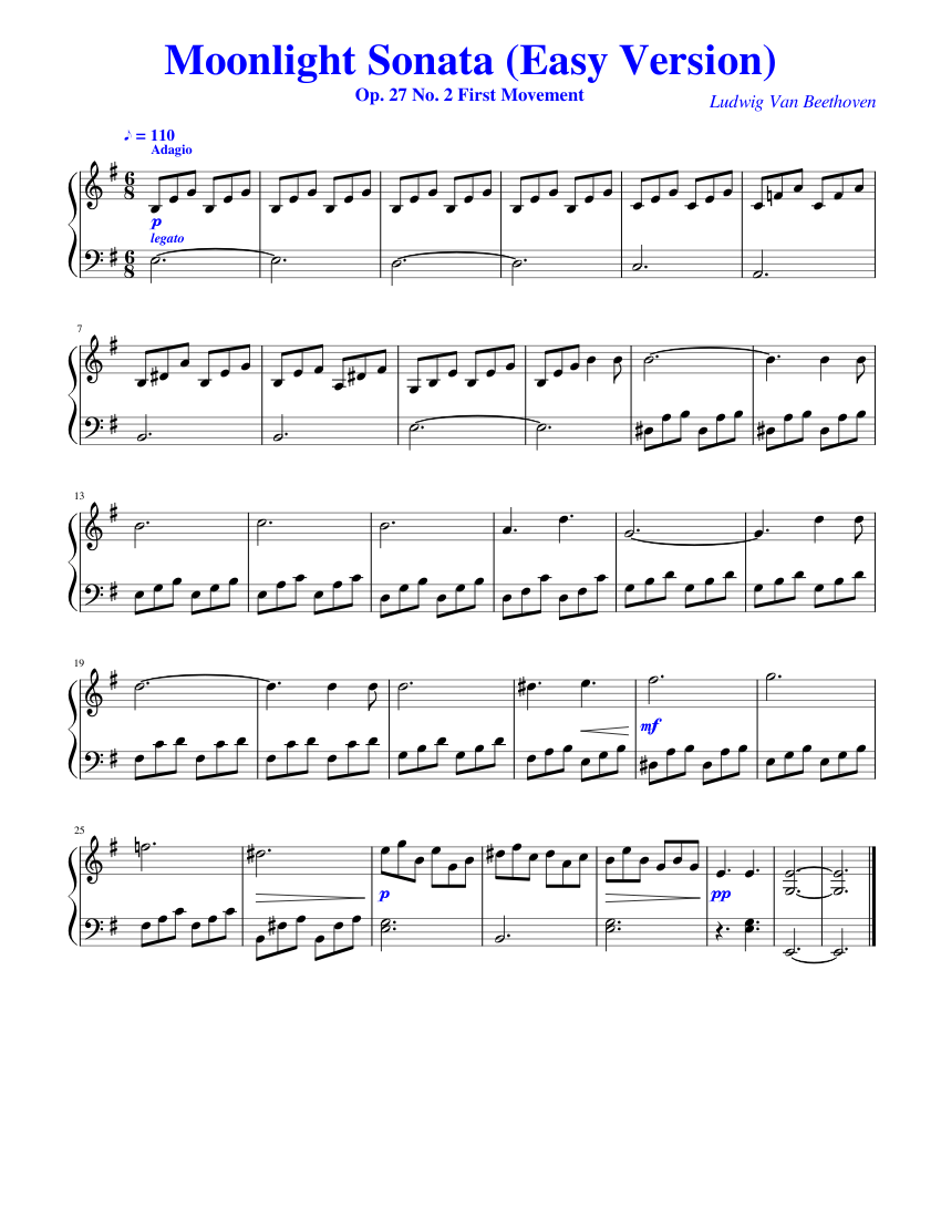 Moonlight Sonata Sheet music for Piano (Solo) | Musescore.com