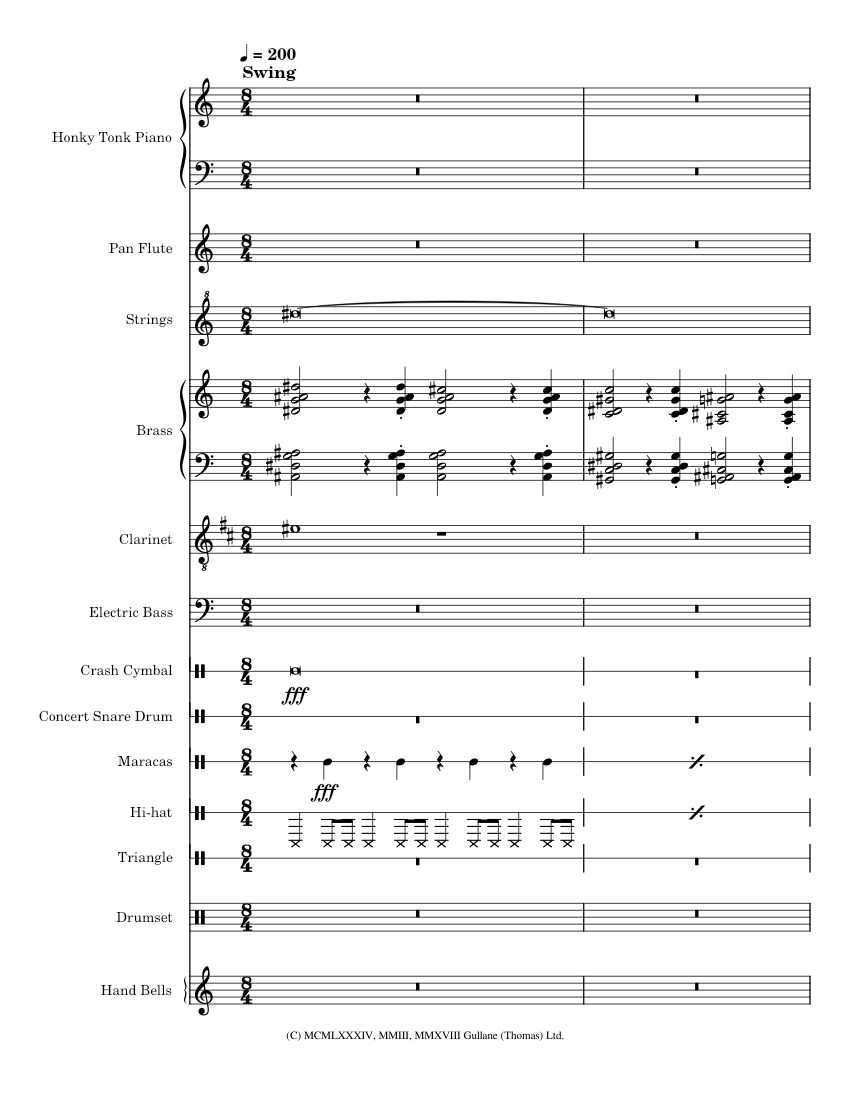 Thomas the Tank Engine Theme Sheet Music for Piano, Snare drum, Crash ...