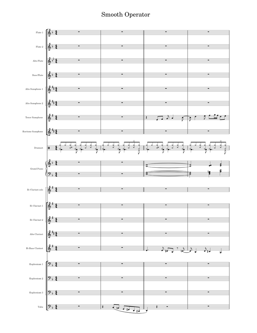 Smooth Operator – Sade Adu & St. John Sheet Music for Piano, Euphonium ...