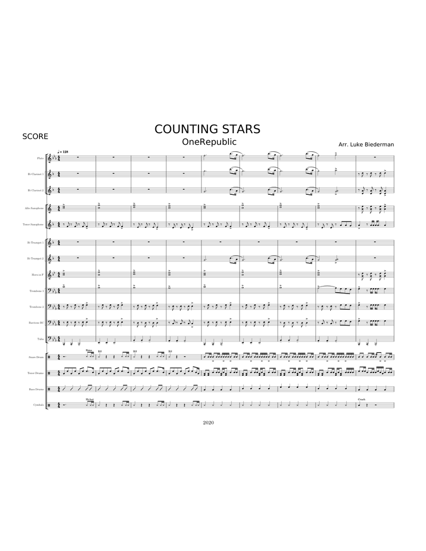 Counting Stars Sheet music for Trombone, Tuba, Flute, Clarinet in b ...