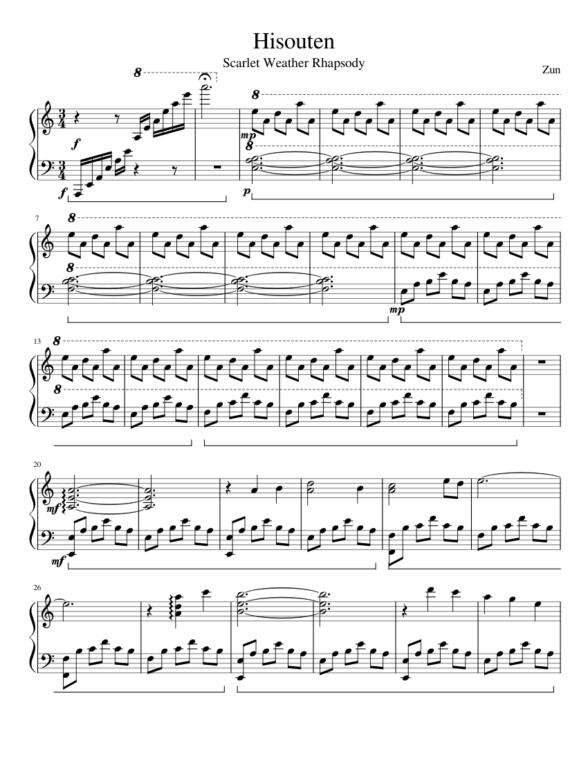 Hisouten Sheet music for Piano (Solo) | Musescore.com