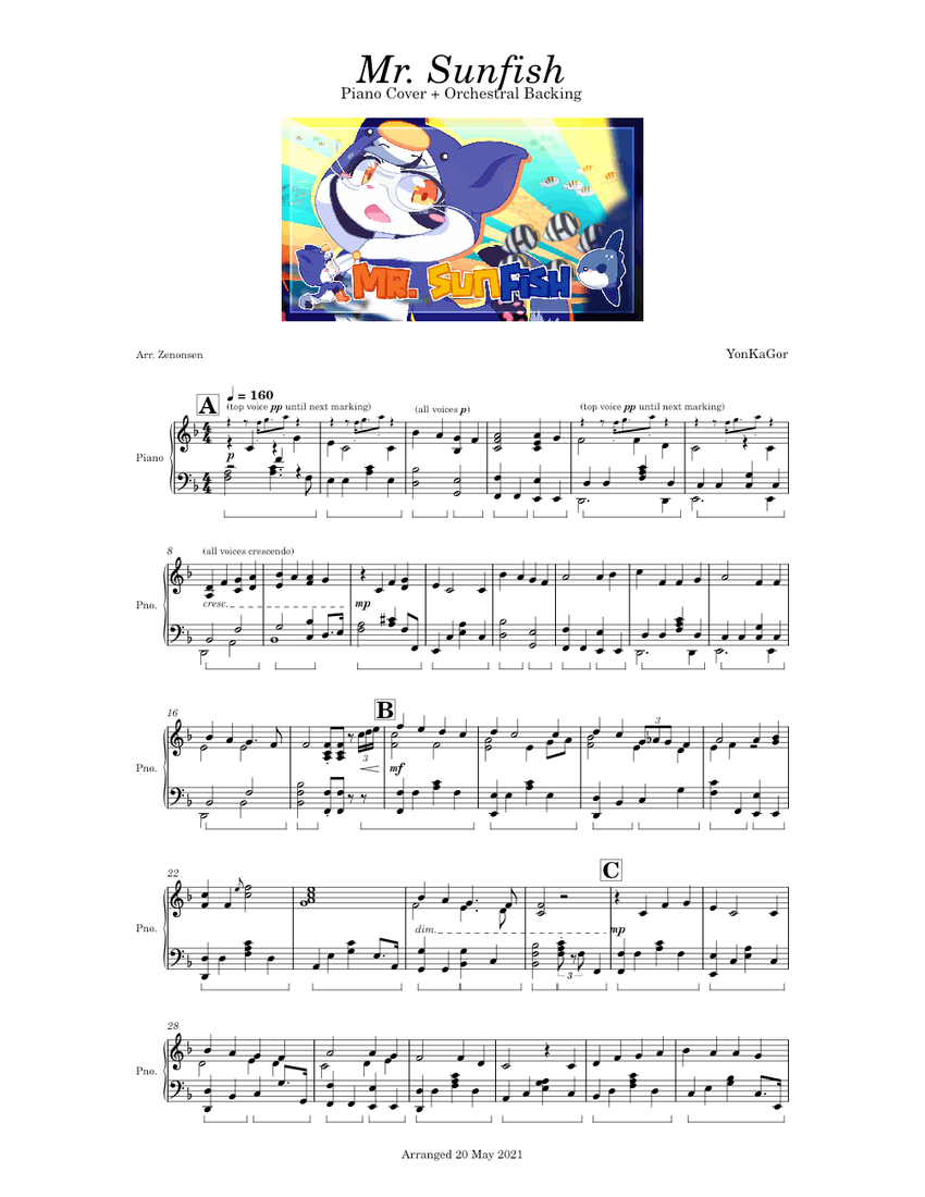 Mr. Sunfish – YonKaGor Sheet Music for Piano, Trombone, Tuba, Flute ...