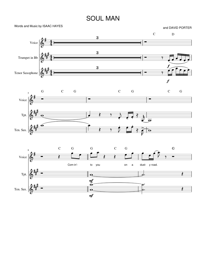 Soul man – Sam & Dave Sheet Music with Chords for Voice (other) (Solo ...