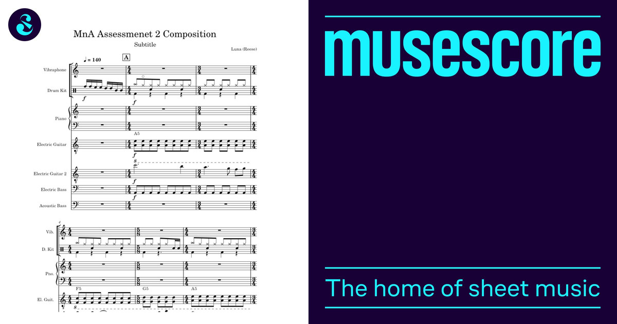 MnA Assessment 2 Composition Sheet music for Piano, Vibraphone, Guitar, Bass guitar & more ...