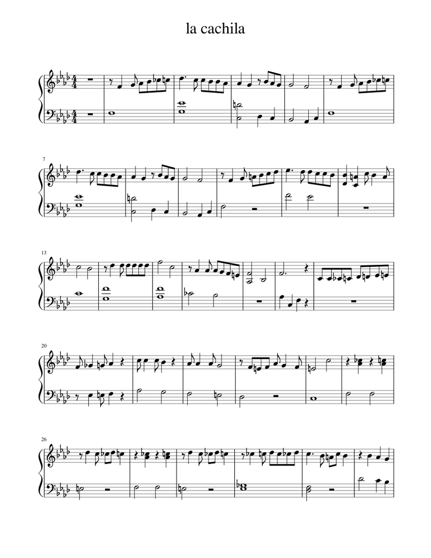la cachila Sheet Music for Piano (Solo) easy | MuseScore.com