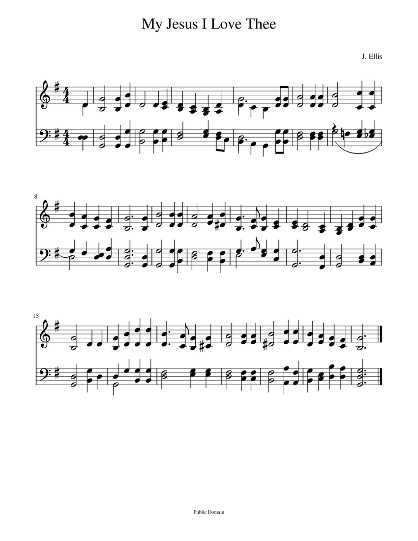 MY JESUS I LOVE THEE (Ellis) Sheet Music for Piano (Piano Duo ...