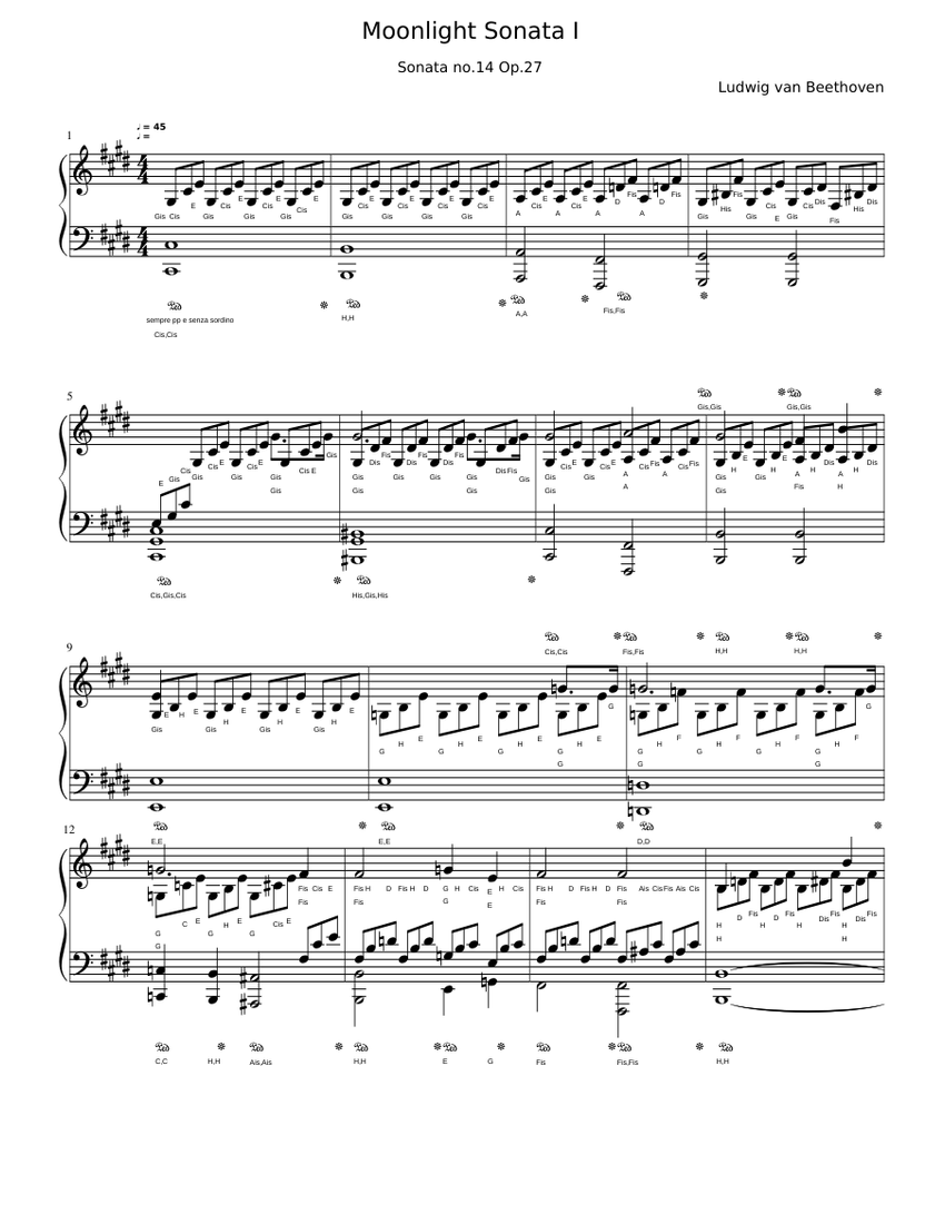 Moonlight_Sonata_I Sheet music for Piano (Solo) | Musescore.com