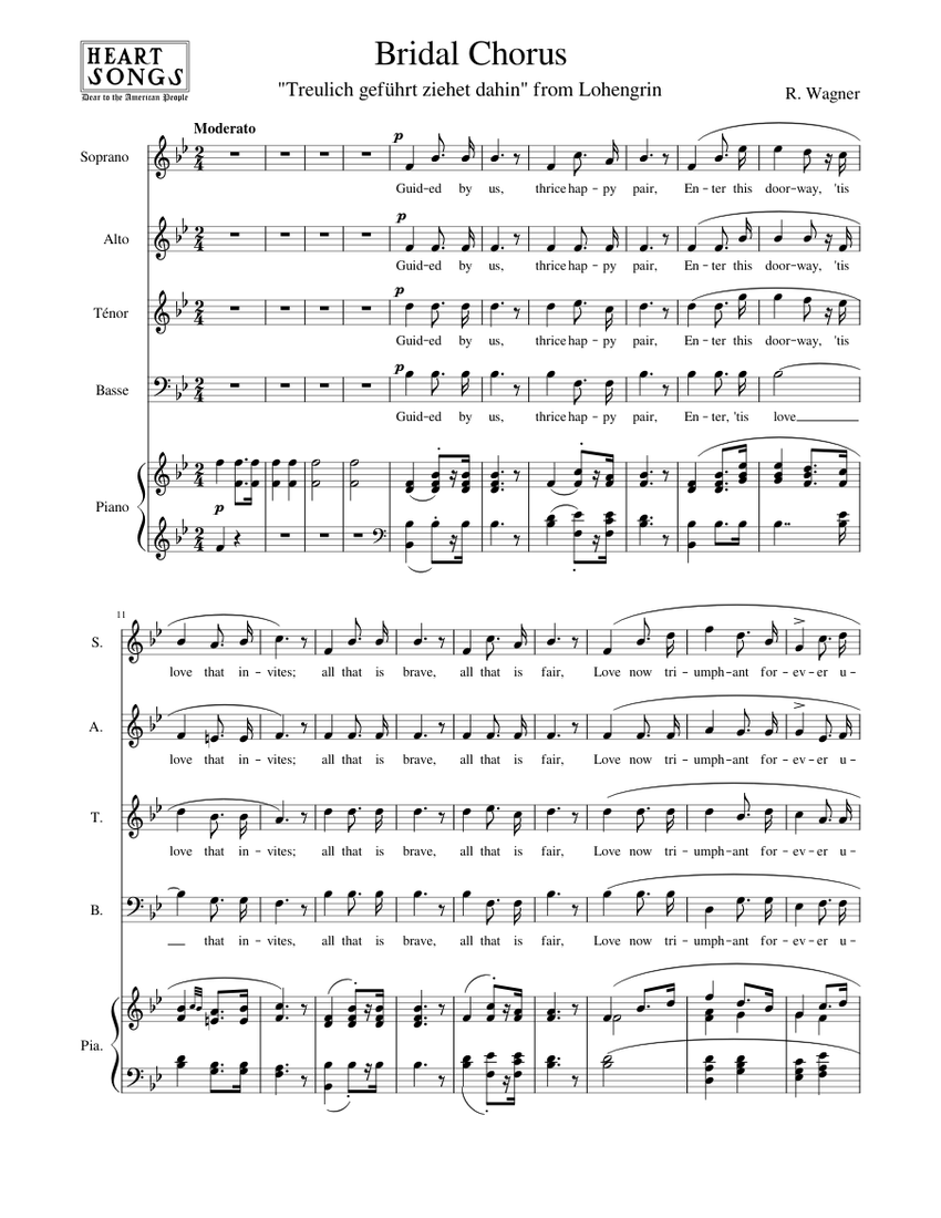Bridal Chorus Sheet music for Piano, Soprano, Alto, Tenor & more ...