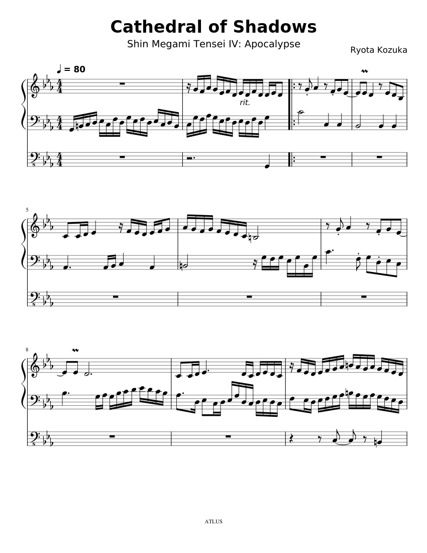 Shin Megami Tensei IV: Apocalypse - Cathedral of Shadows Sheet Music ...