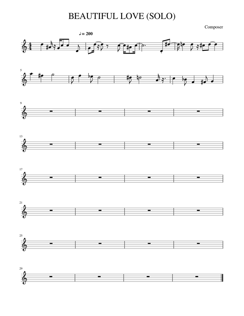 BEAUTIFUL LOVE (SOLO) Sheet music for Piano (Solo) Easy | Musescore.com