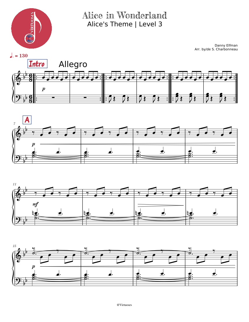 Alice theme – Piano | Level 3 - 4 Sheet Music for Piano (Solo) Easy ...