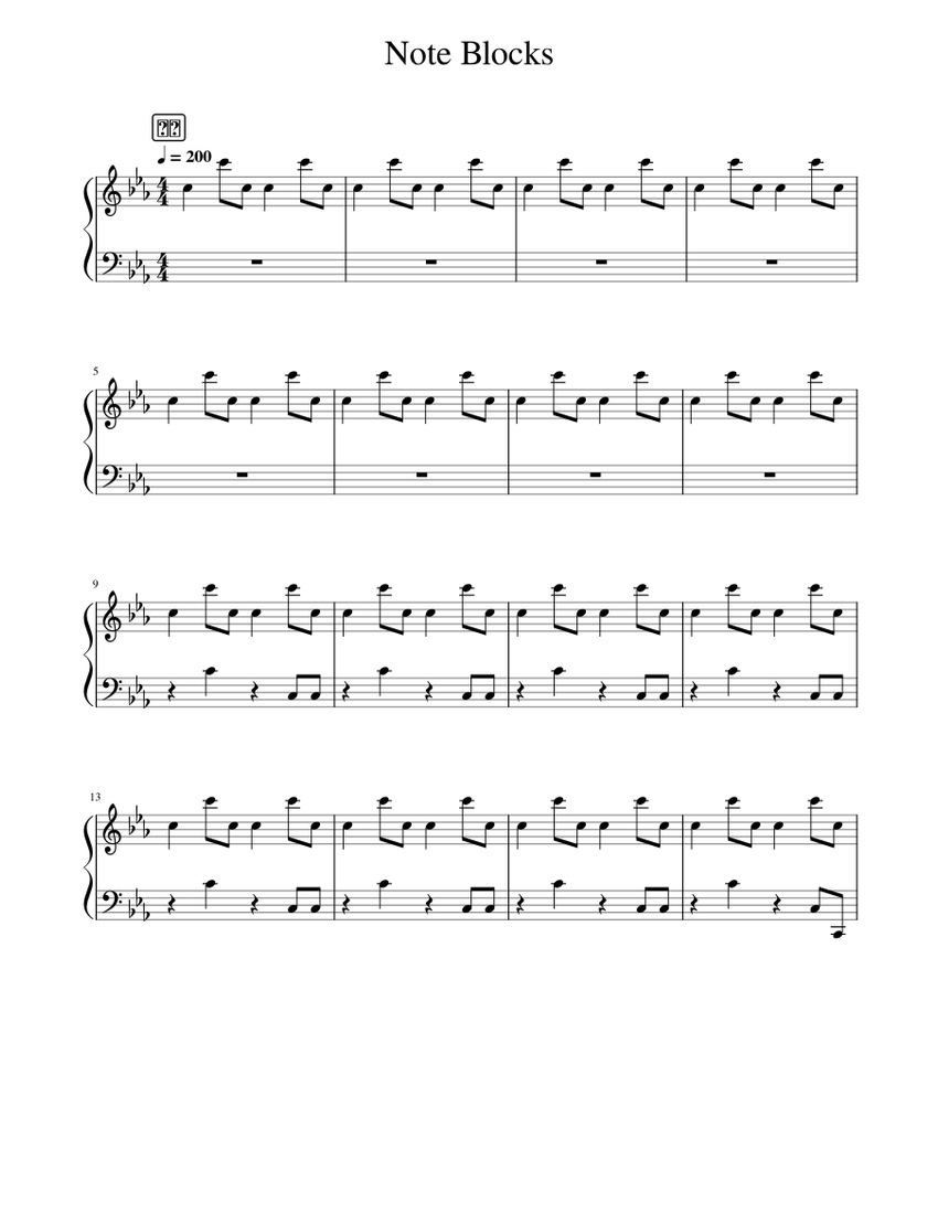 Note Blocks Piano Solo (Hard) Sheet music for Piano (Solo) | Musescore.com