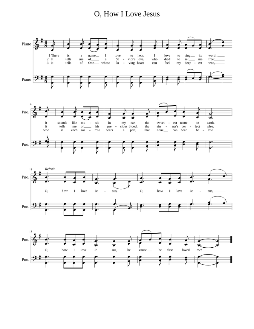 O, How I Love Jesus Sheet music for Piano (Piano Duo) | Musescore.com