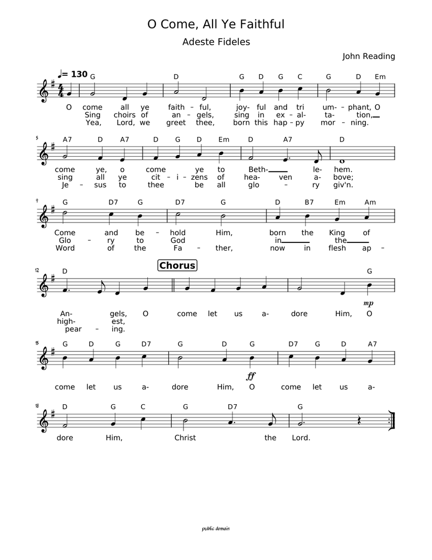 O come all ye faithful – Misc Christmas (Lead Sheet - Melody, Chords ...