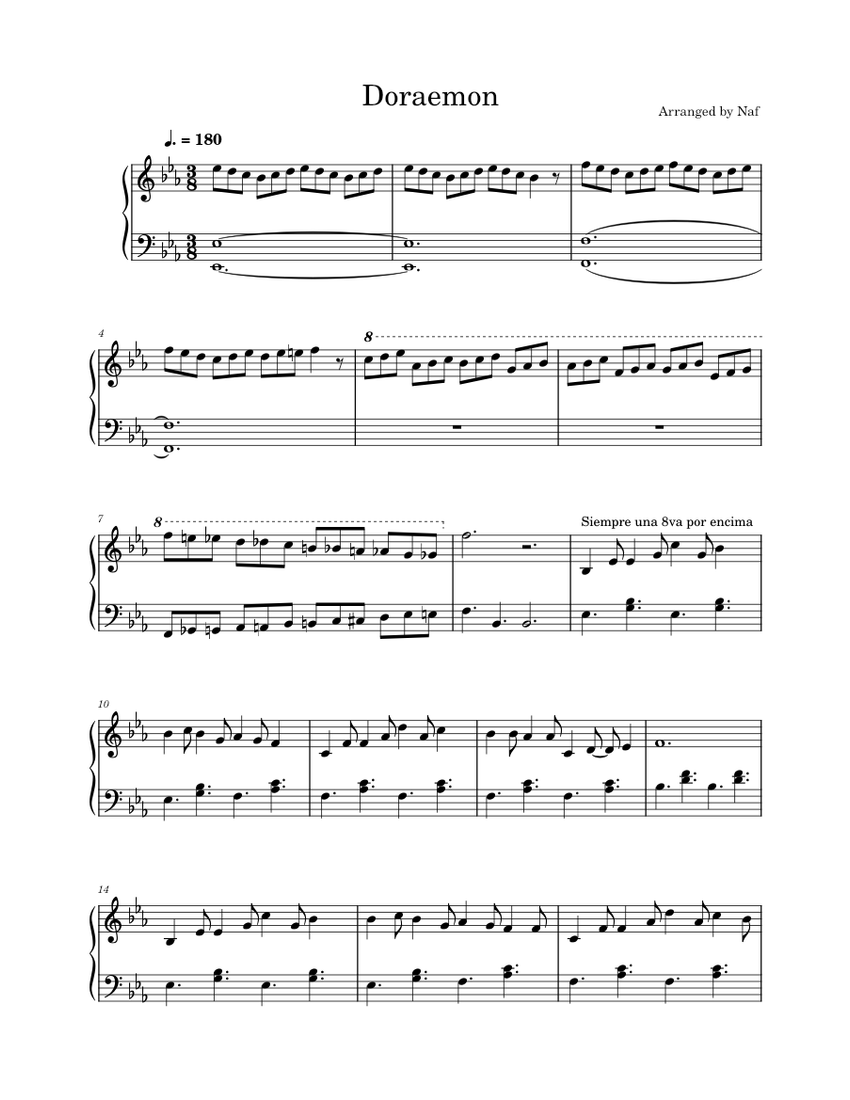Doraemon Sheet music for Piano (Solo) Easy | Musescore.com