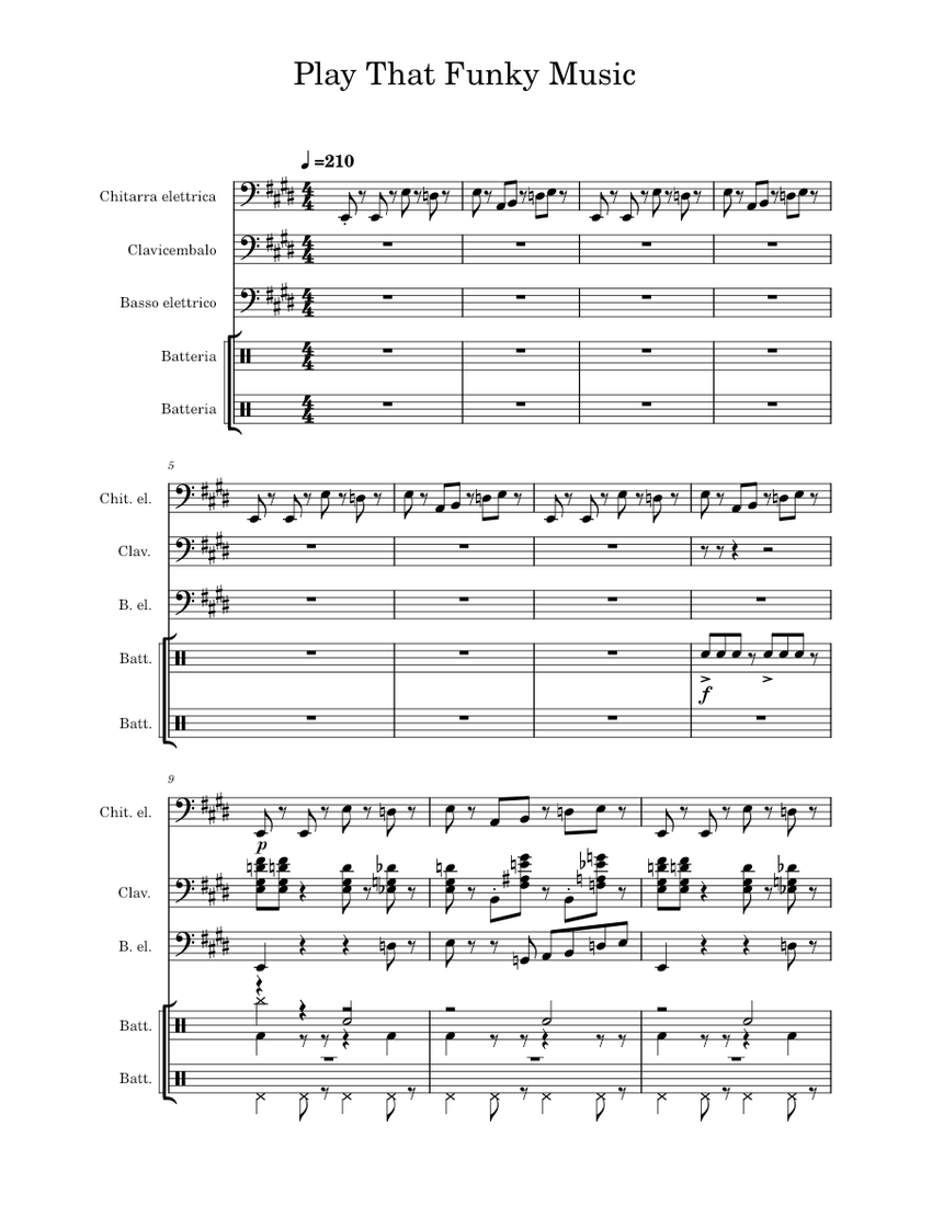 Play that funky music (white boy) – Wild Cherry PTFM Sheet music for ...