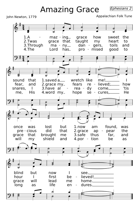 Amazing Grace – John Newton Sheet music for Soprano, Tenor (SATB ...
