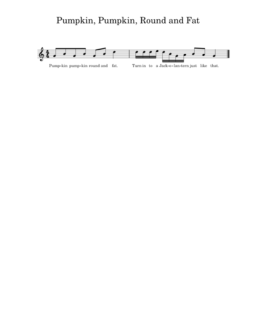 Pumpkin, Pumpkin, Round and Fat Sheet Music for Piano (Solo) Easy ...