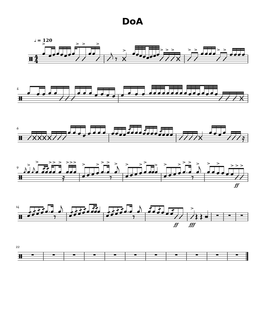 DoA Sheet music for Bass drum (Solo) | Musescore.com