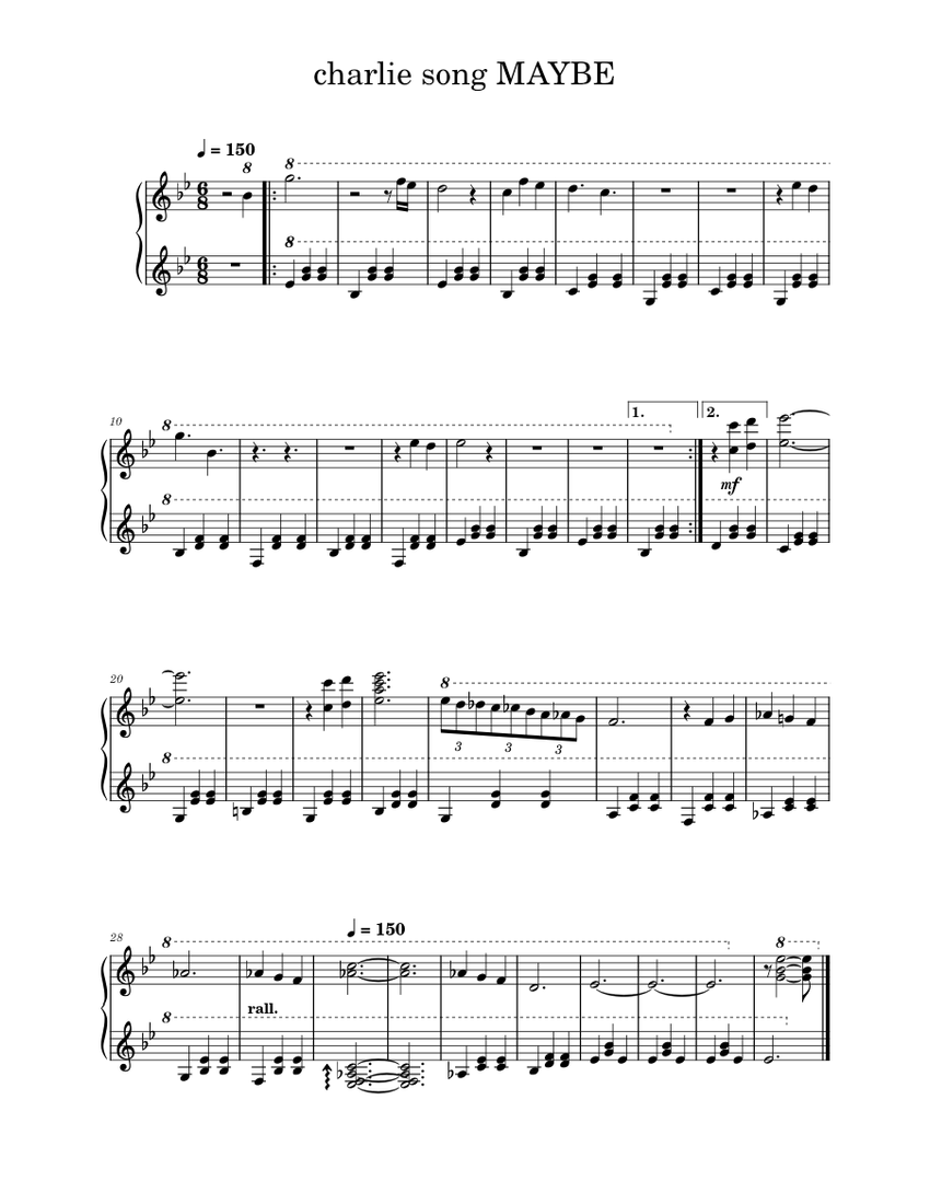 charlie_song_musicbox_ver2 Sheet music for Piano (Solo) Easy ...
