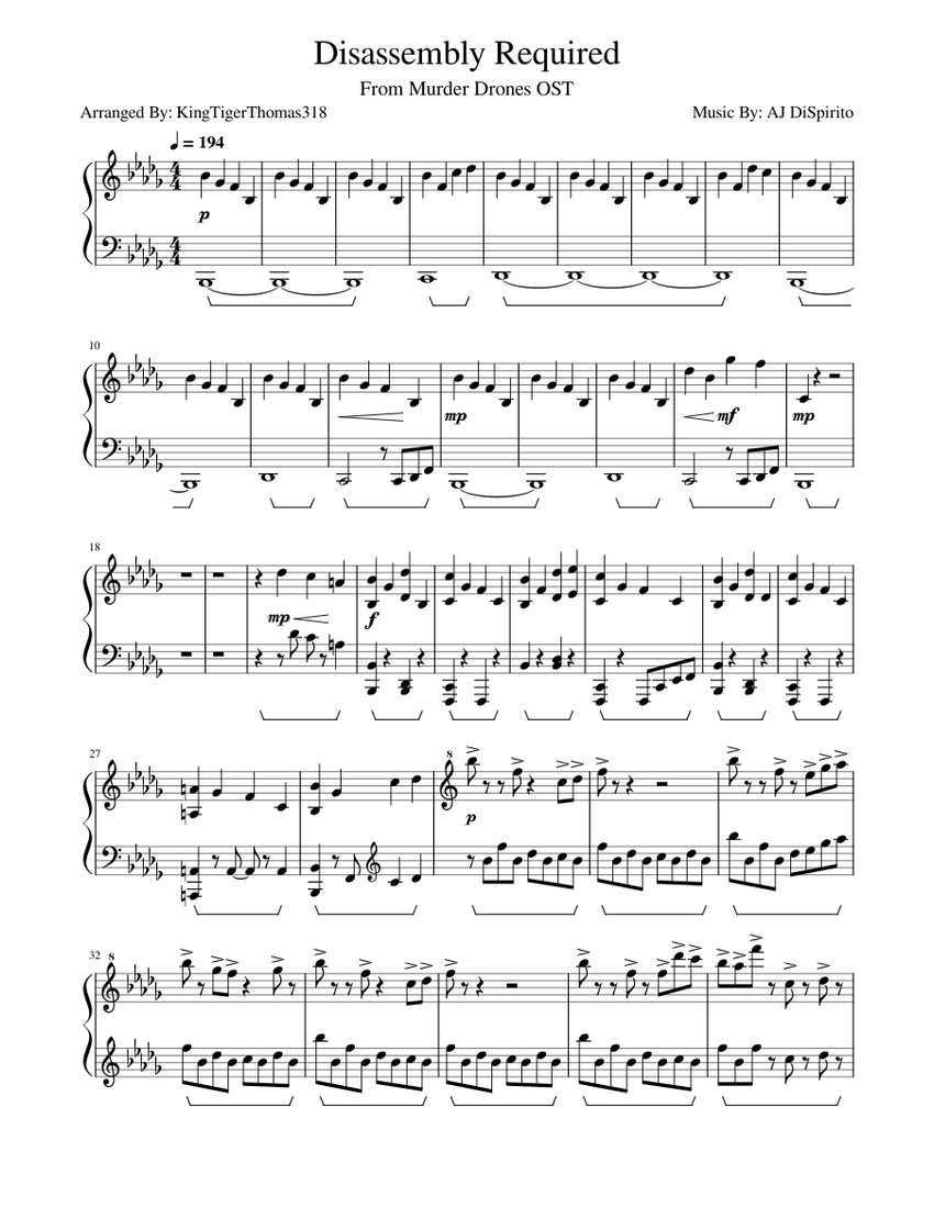 Disassembly Required Sheet Music for Piano (Solo) | MuseScore.com