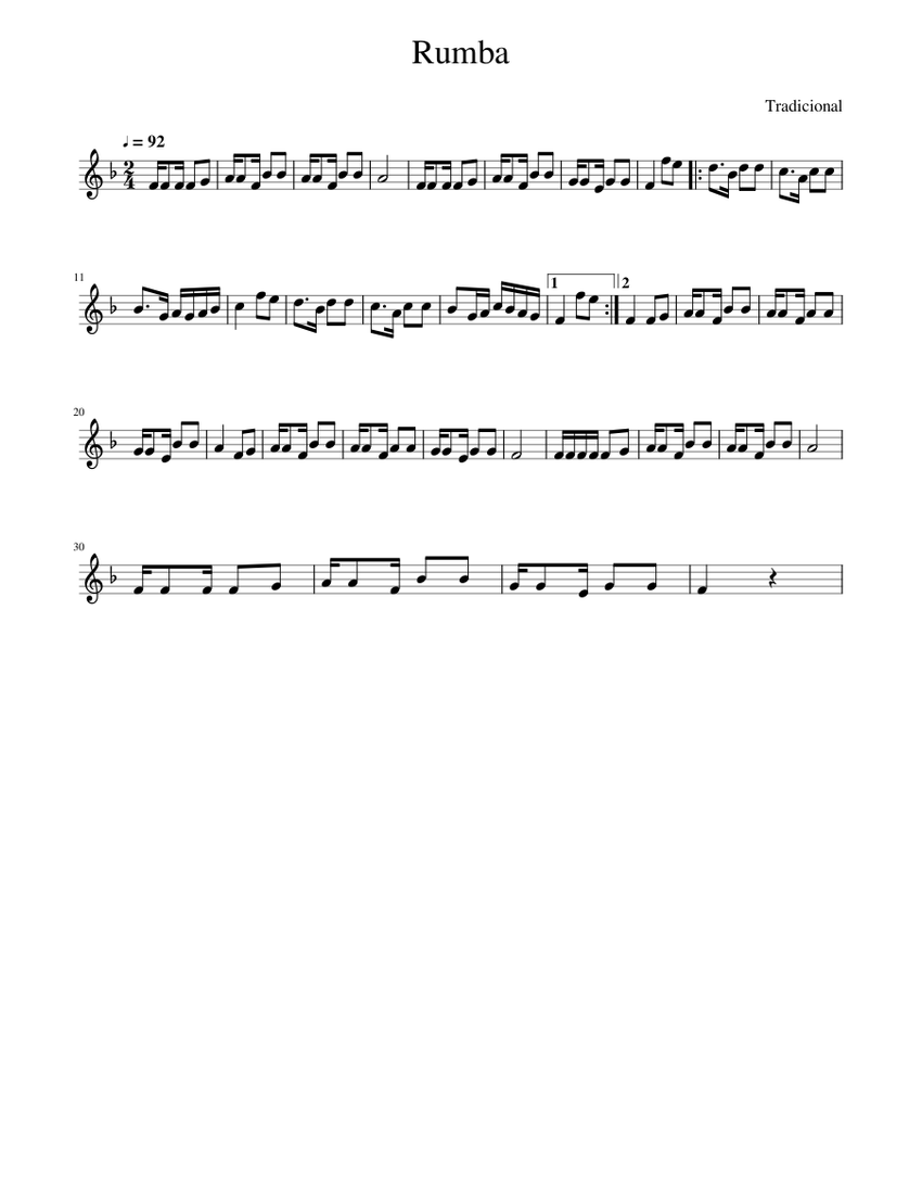 Traditional music - Rumba Sheet music for Piano (Solo) Easy | Musescore.com
