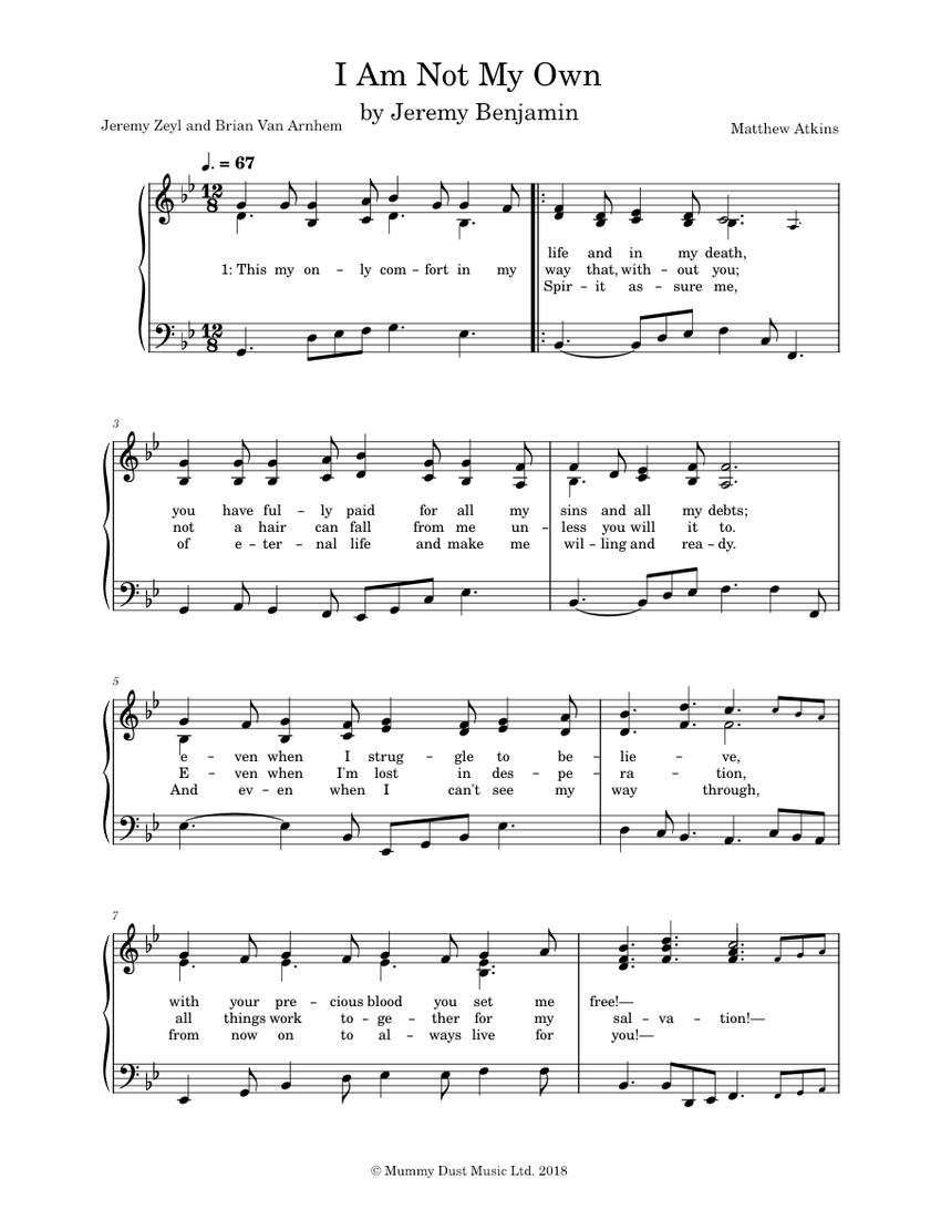 I Am Not My Own Sheet Music for Piano (Solo) easy | MuseScore.com