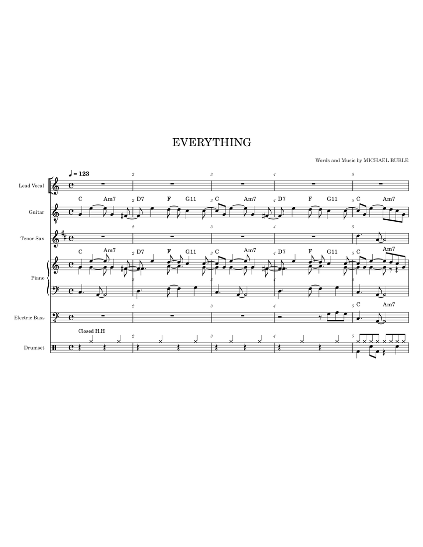 Everything – Michael Bublé Everything Sheet Music with Chords for Piano ...