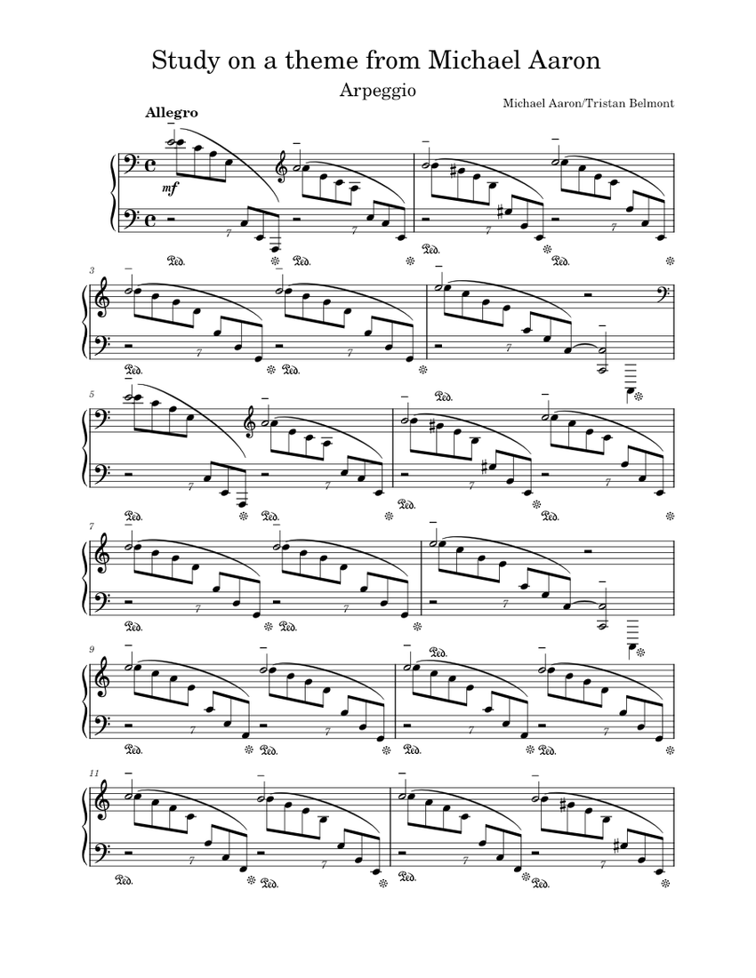 Study on a theme from Michael Aaron - Michael Aaron/Tristan Belmont Sheet music for Piano (Solo ...